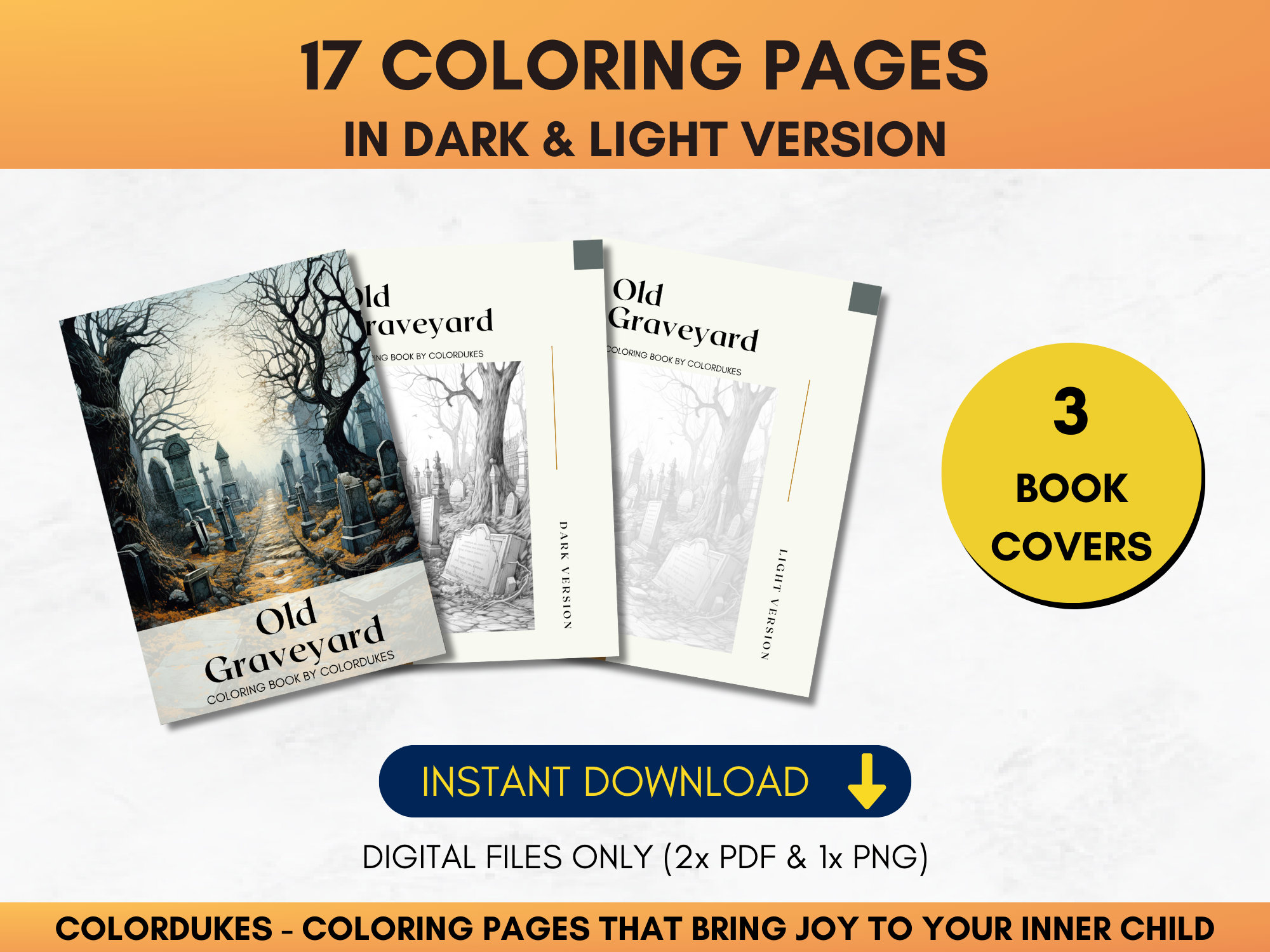 17 Old Graveyard Coloring Pages in Grayscale, Halloween Coloring Book ...