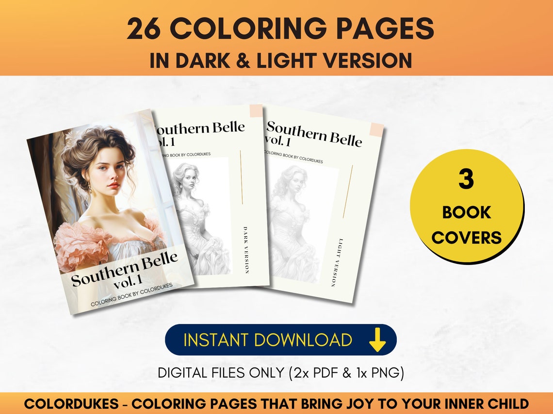 26 Southern Belle Coloring Pages, Wedding Dress Coloring Book for Adult ...