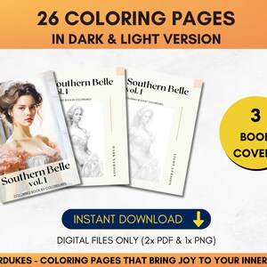 26 Southern Belle Coloring Pages, Wedding Dress Coloring Book for Adult ...