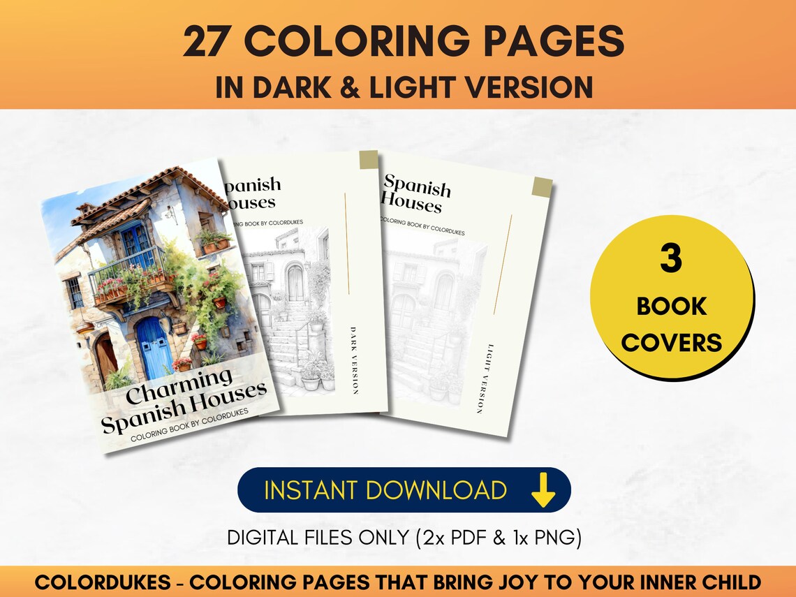 27 Spanish Houses Coloring Pages, Italian Village Grayscale Adult ...