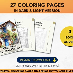 27 Spanish Houses Coloring Pages, Italian Village Grayscale Adult ...