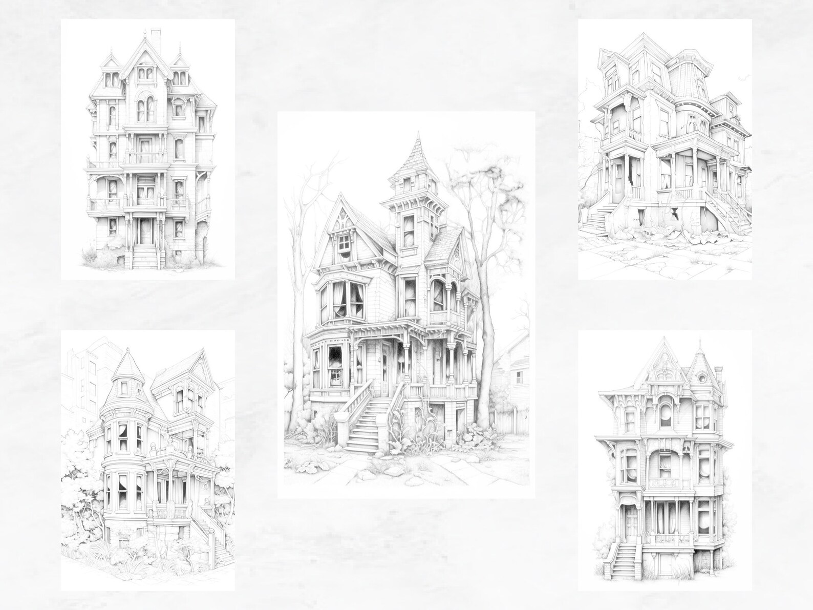 30 Coloring Pages Abandoned Houses Coloring Book for Adults, Ruined ...