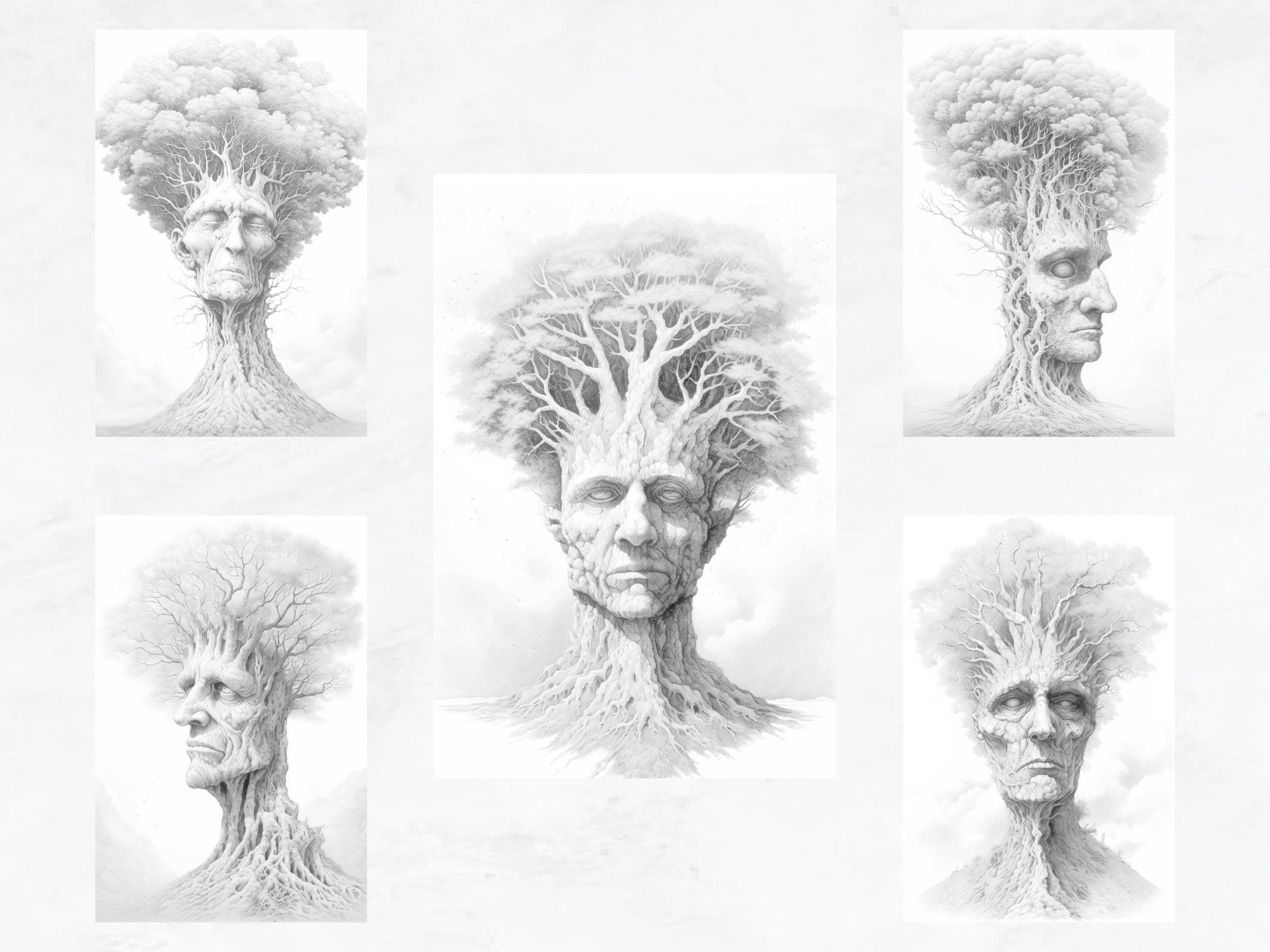 20 Coloring Pages Man Bewitched Into a Tree Coloring Book for Adults ...