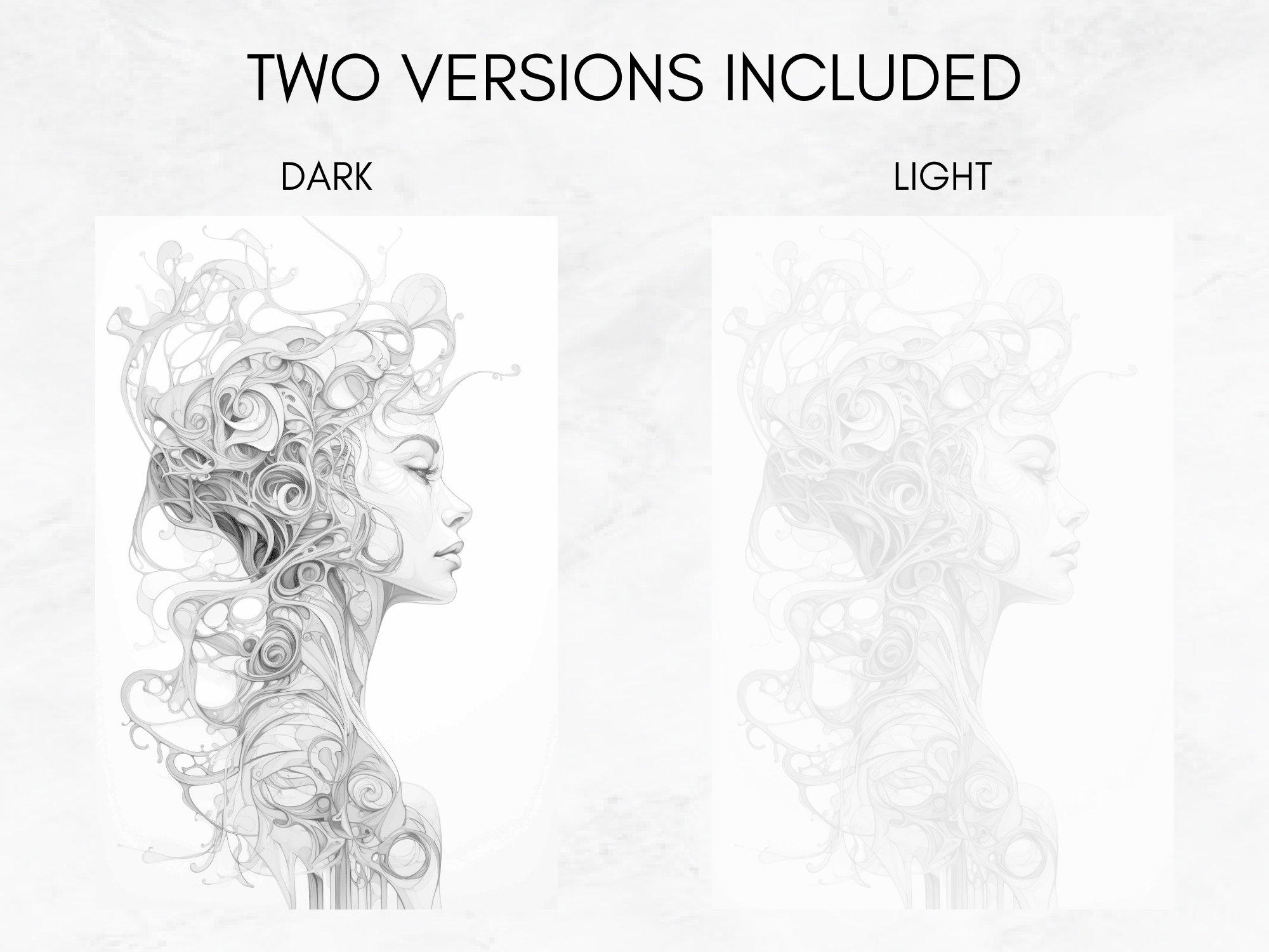 25 Abstract Coloring Pages Woman Portraits Grayscale Adult Coloring ...