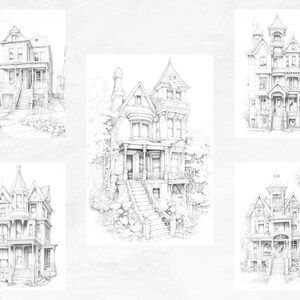 30 Coloring Pages Abandoned Houses Coloring Book for Adults, Ruined ...