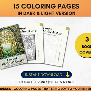 15 Forest Coloring Pages Stained Glass, Not Grayscale Coloring Book for ...