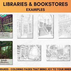 Bookish Coloring Pages Bundle, Library Coloring Book for Adult, Book ...