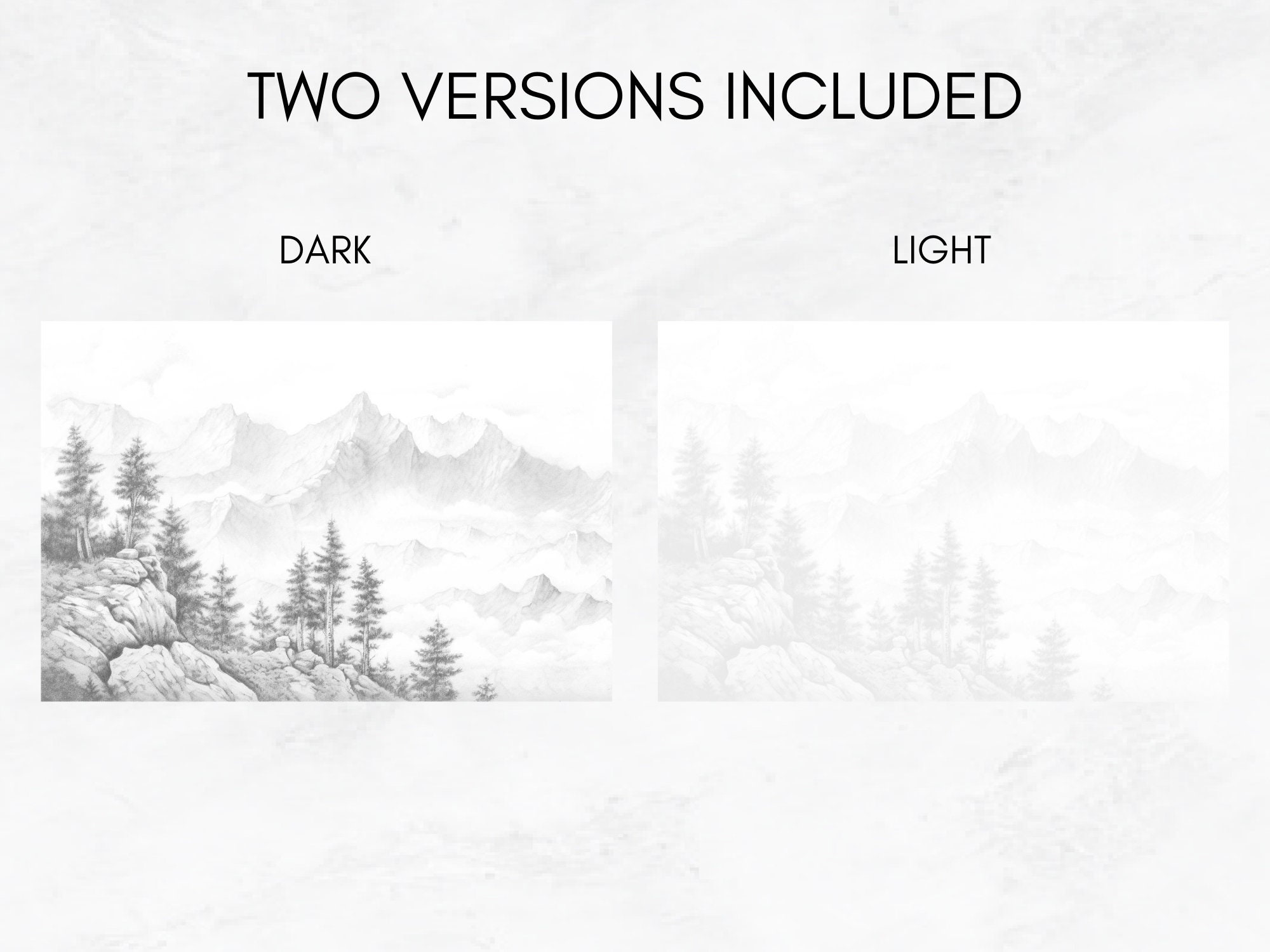 25 Coloring Pages, Mountain Landscapes Grayscale Adult Coloring Book ...