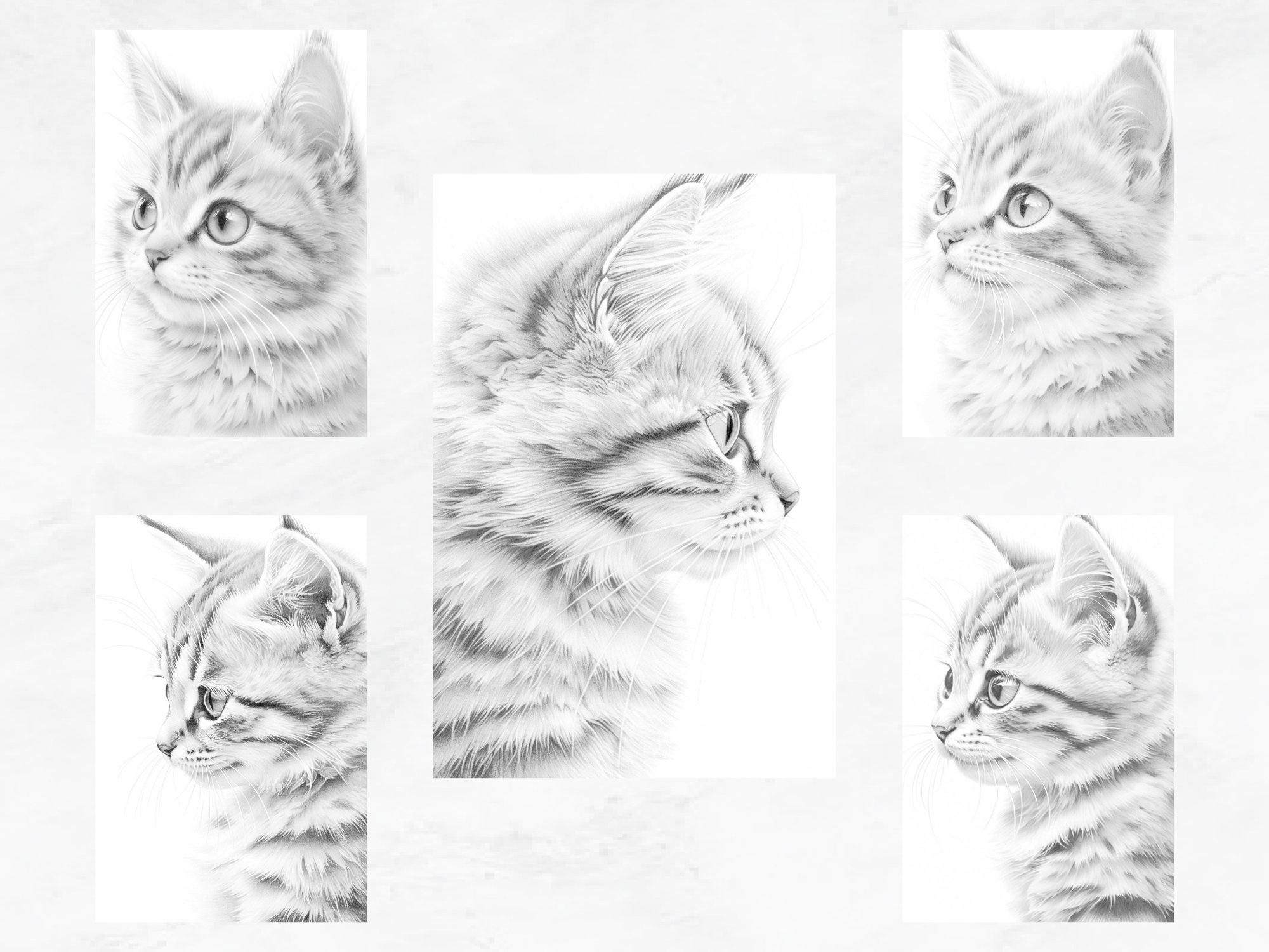 10 Coloring Pages Cute Kittens Coloring Book for Adults, PDF Digital ...