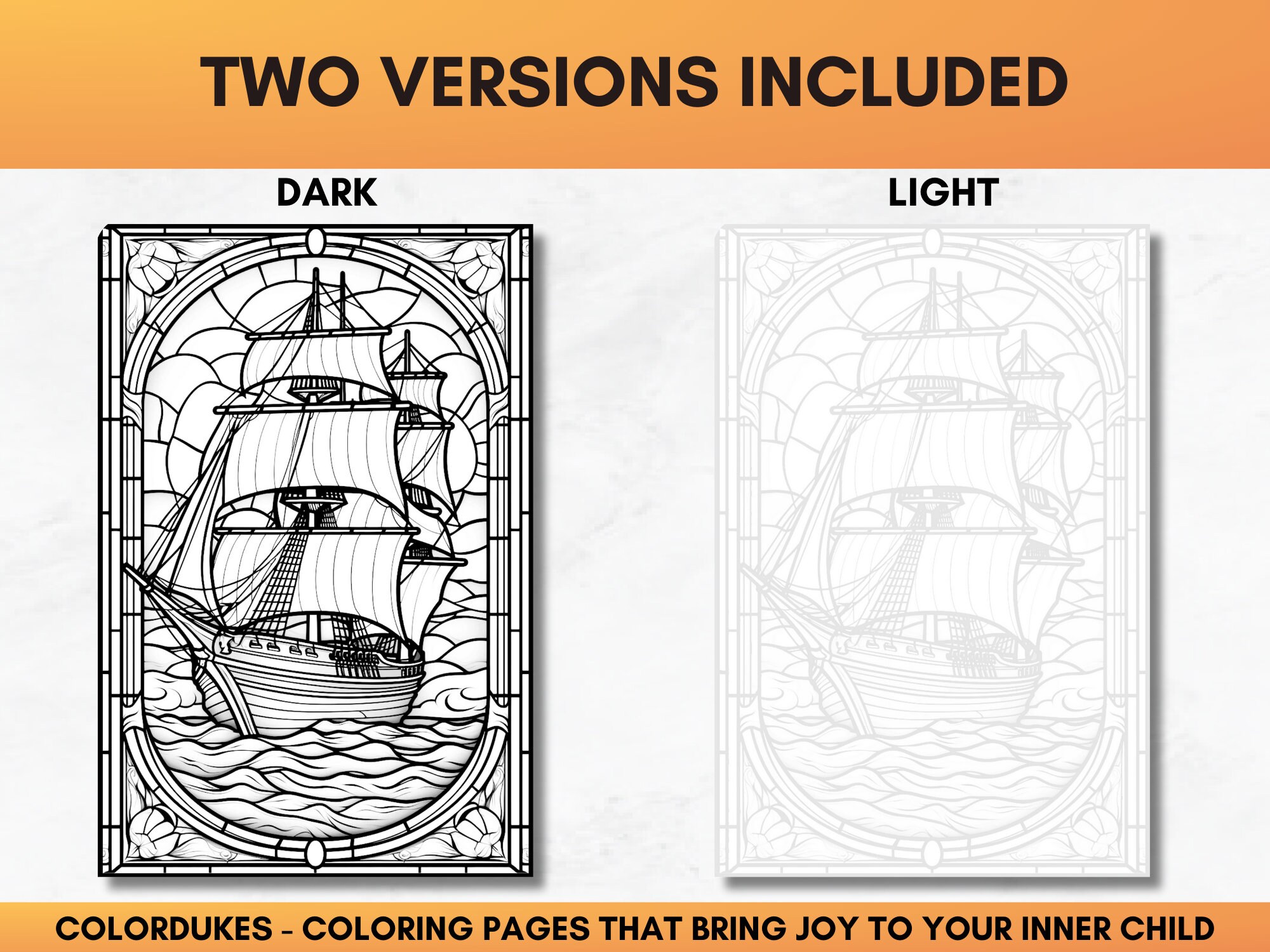 25 Nautical Coloring Pages Stained Glass Ocean and Sea - Etsy