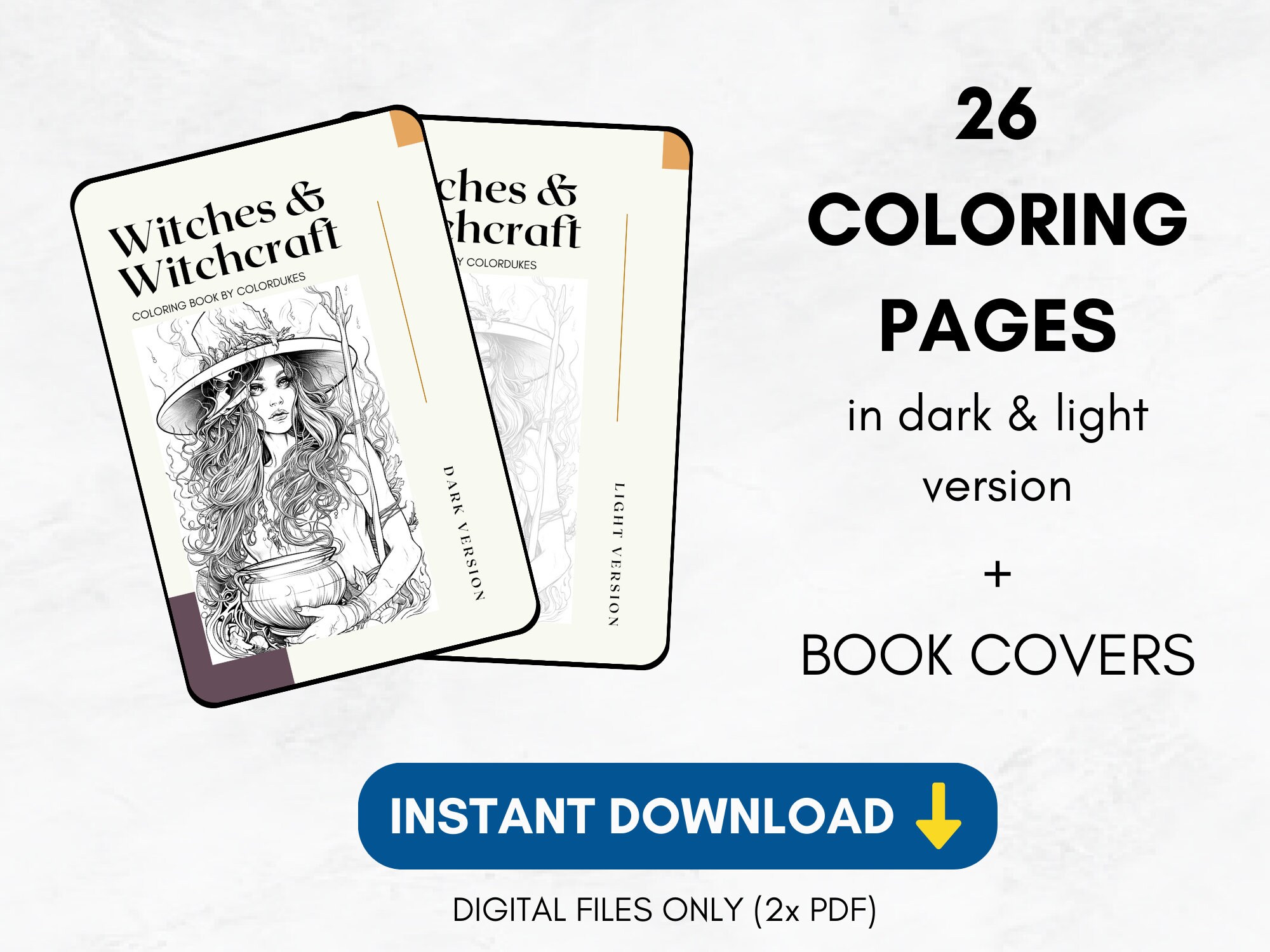 26 Witchy Coloring Pages Witches and Witchcraft, Grayscale Adult ...