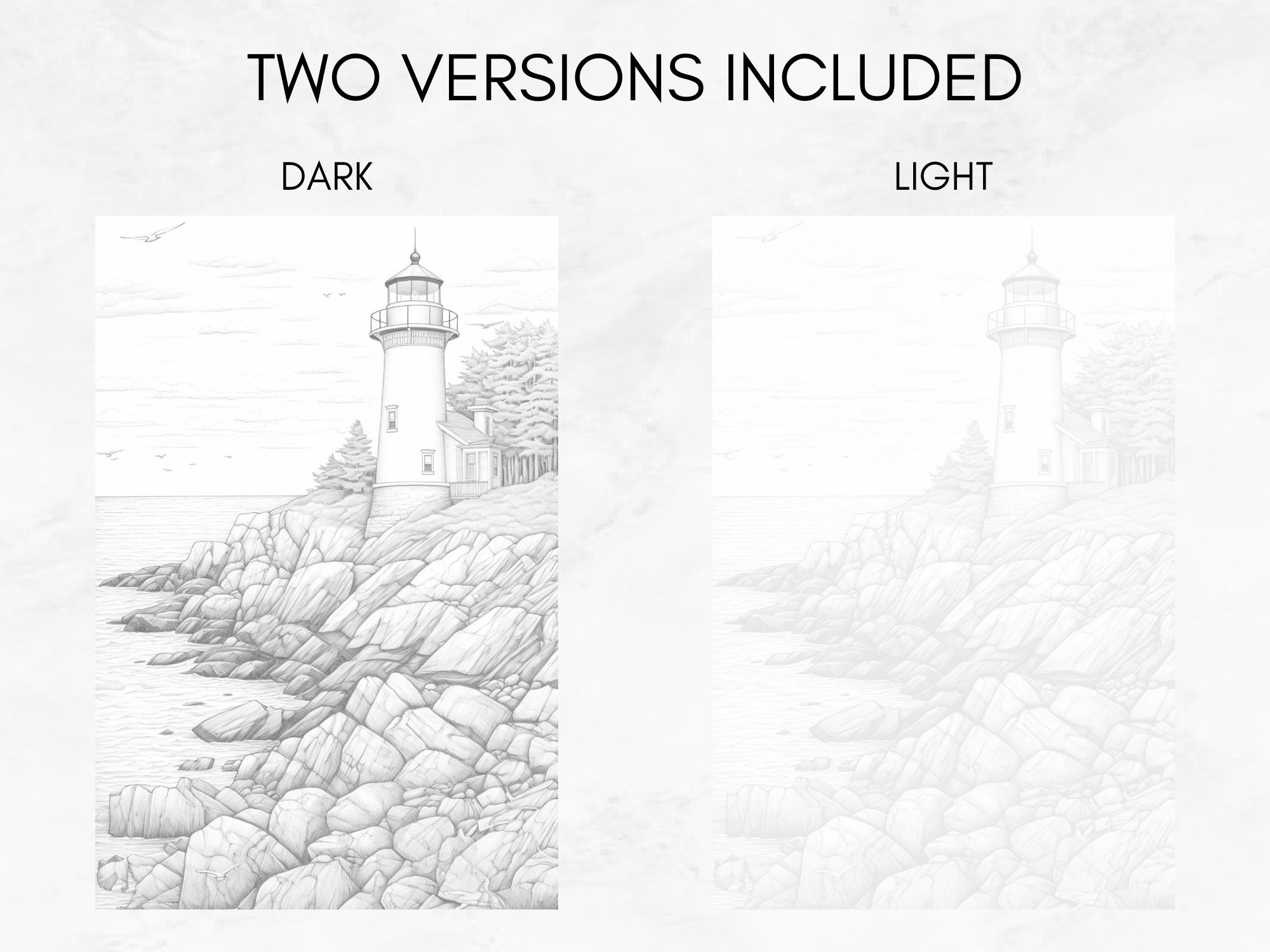 25 Coloring Pages Lighthouses Grayscale Adult Coloring Book, Summer ...