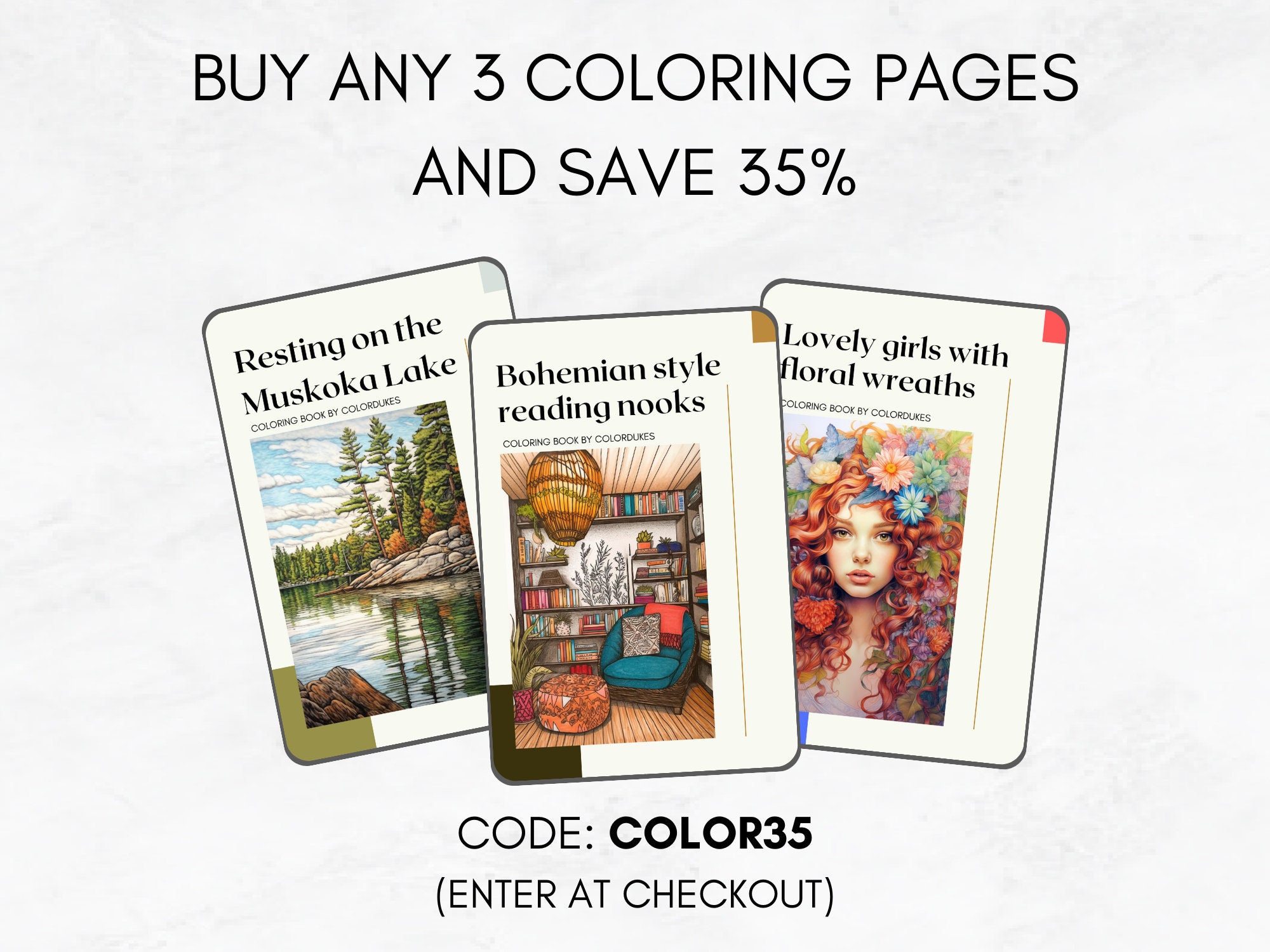 27 Coloring Pages, Cozy Reading Nooks Grayscale Adult Coloring Book ...