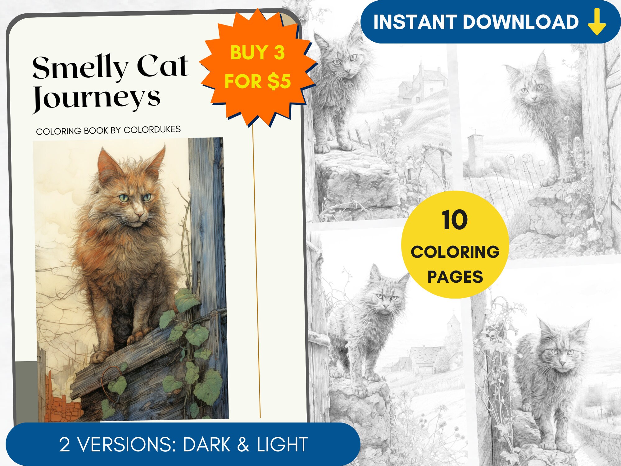 10 Coloring Pages Smelly Cat Journeys Coloring Book for Adults ...