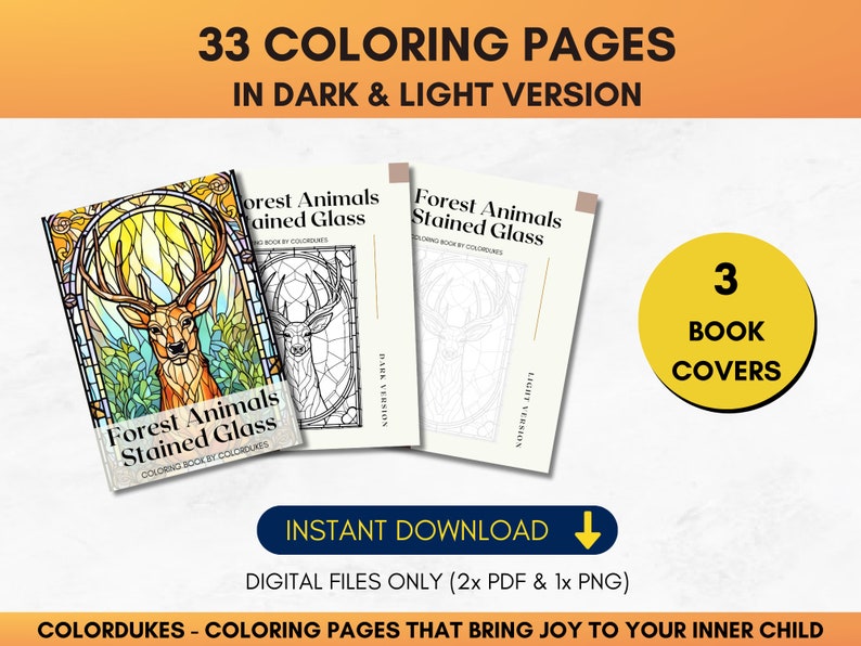 33 Stained Glass Coloring Pages of Forest Animals, Not Grayscale Adult ...