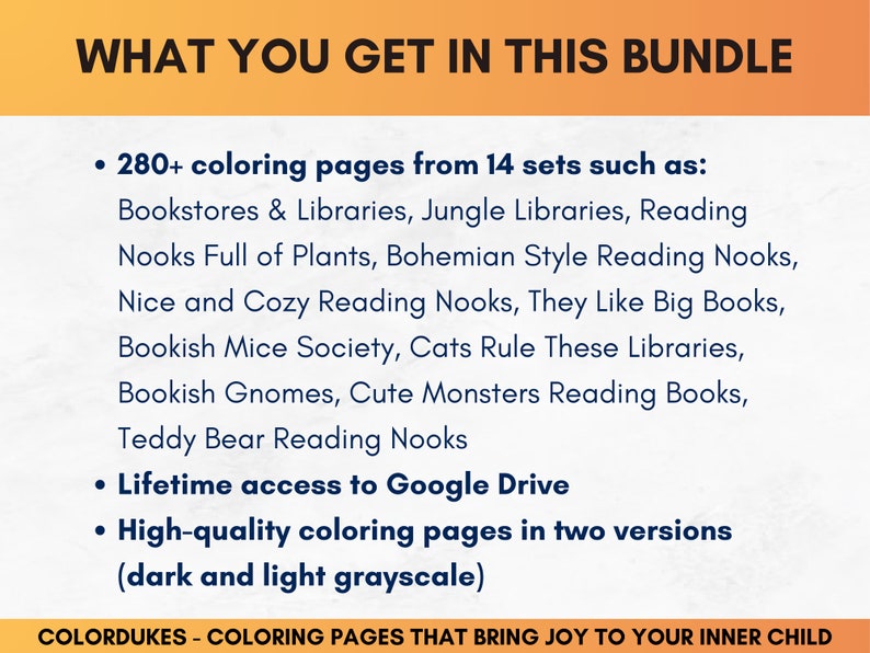 Bookish Coloring Pages Bundle, Library Coloring Book for Adult, Book ...