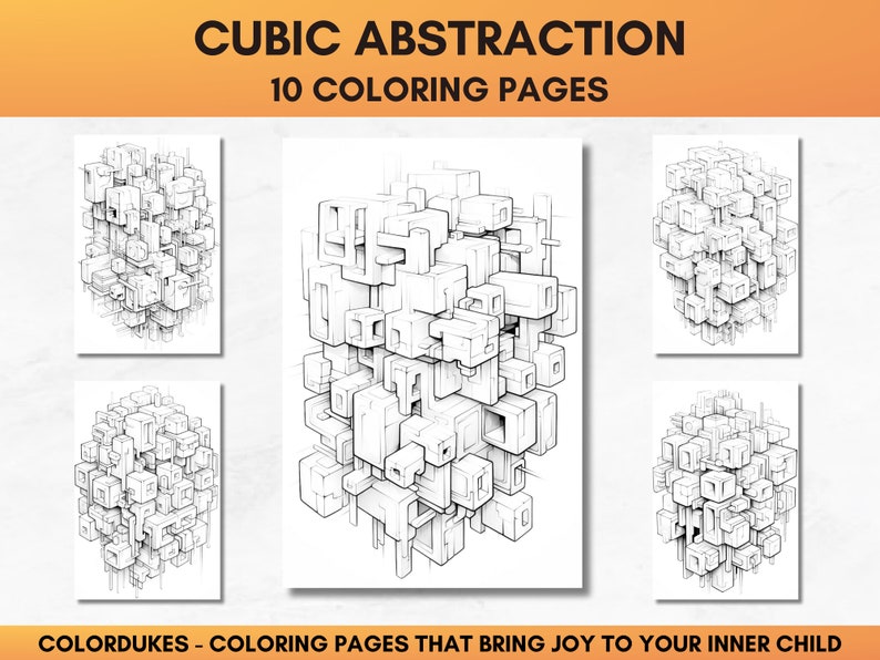 10 Abstraction Coloring Pages for Adults Abstract Composition - Etsy