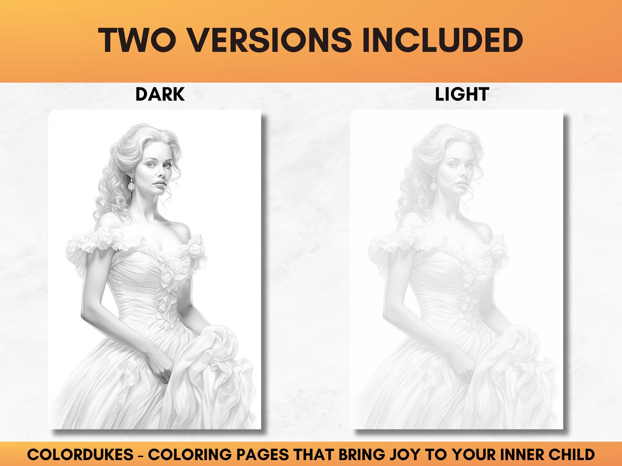 26 Southern Belle Coloring Pages, Wedding Dress Coloring Book for Adult ...