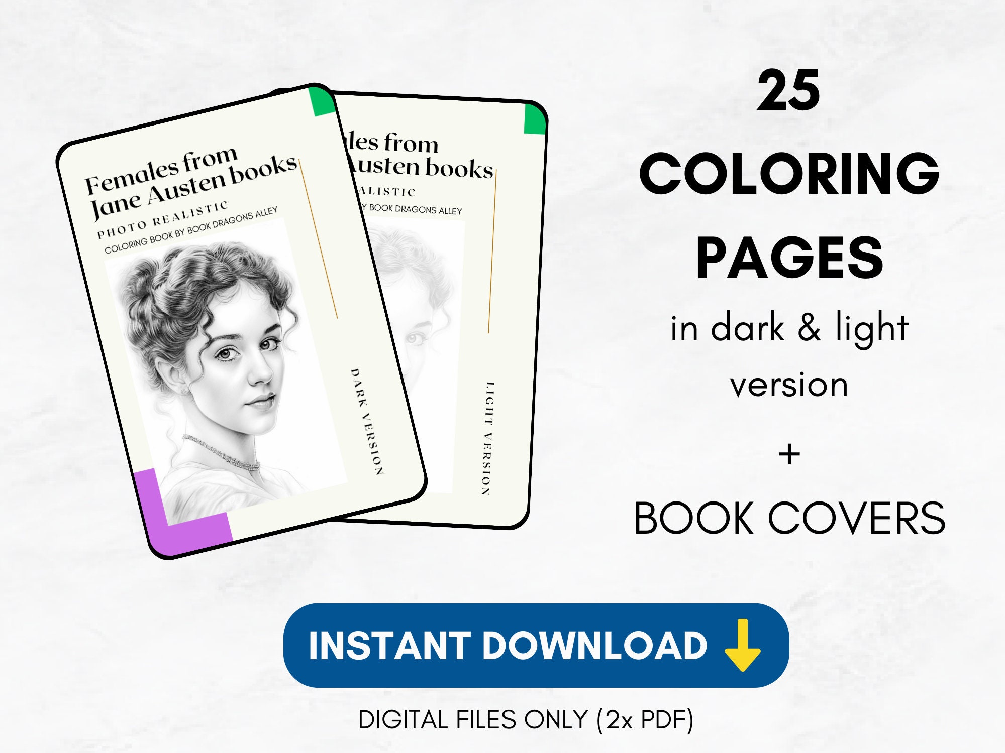 25 Coloring Pages, Females From Jane Austen Books Grayscale Adult ...