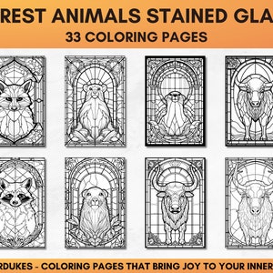 33 Stained Glass Coloring Pages of Forest Animals, Not Grayscale Adult ...