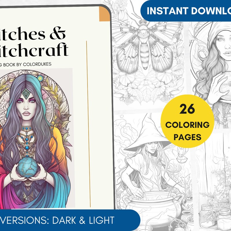 Witchy Coloring Pages - Etsy
