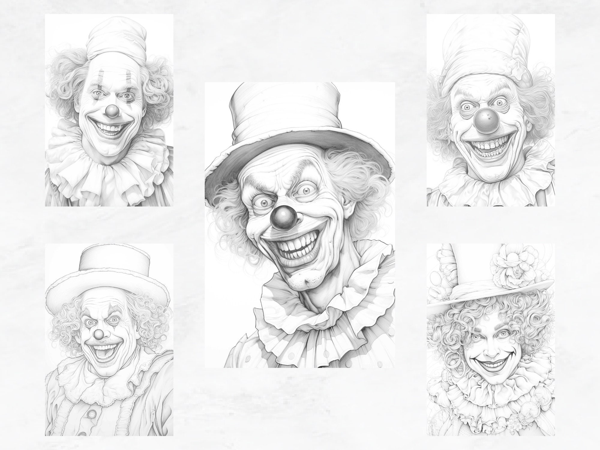 25 Coloring Pages Scary Clowns Coloring Book for Adults - Etsy