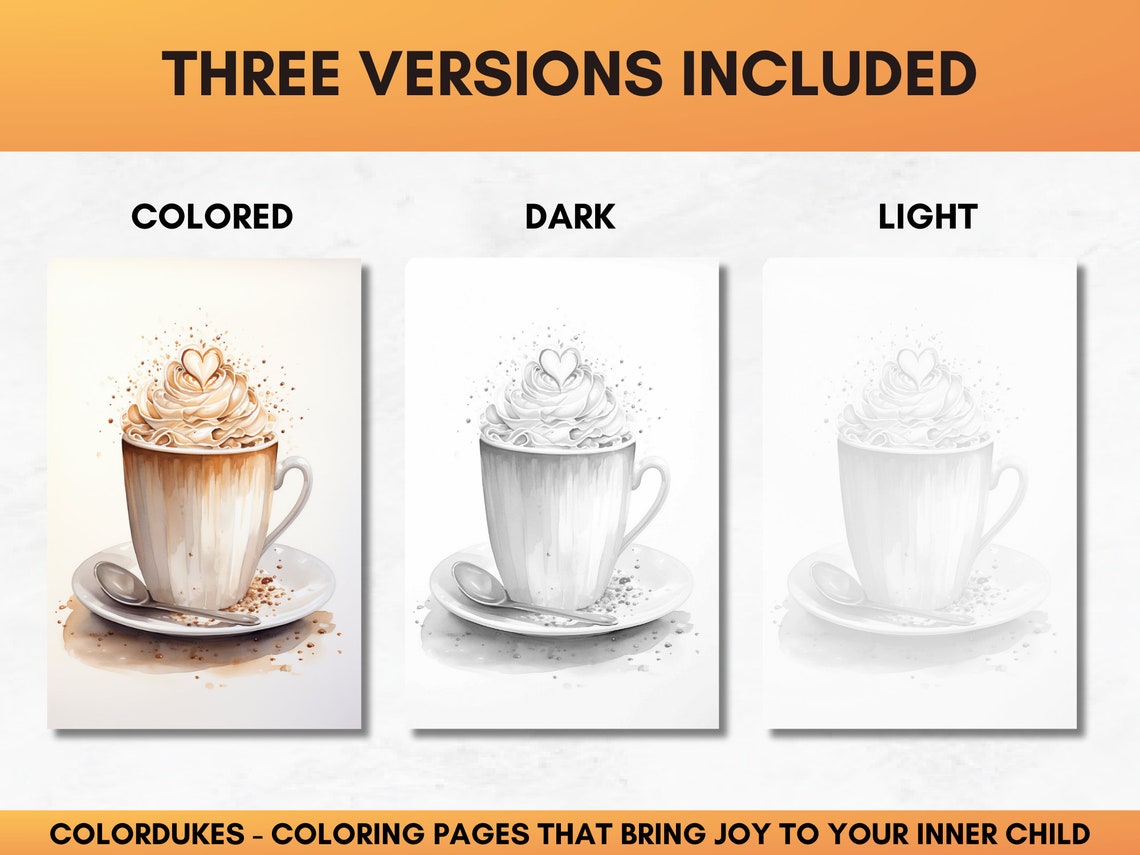 Hot Cocoa Coloring Pages, Watercolor Coloring Book in Grayscale, Winter ...