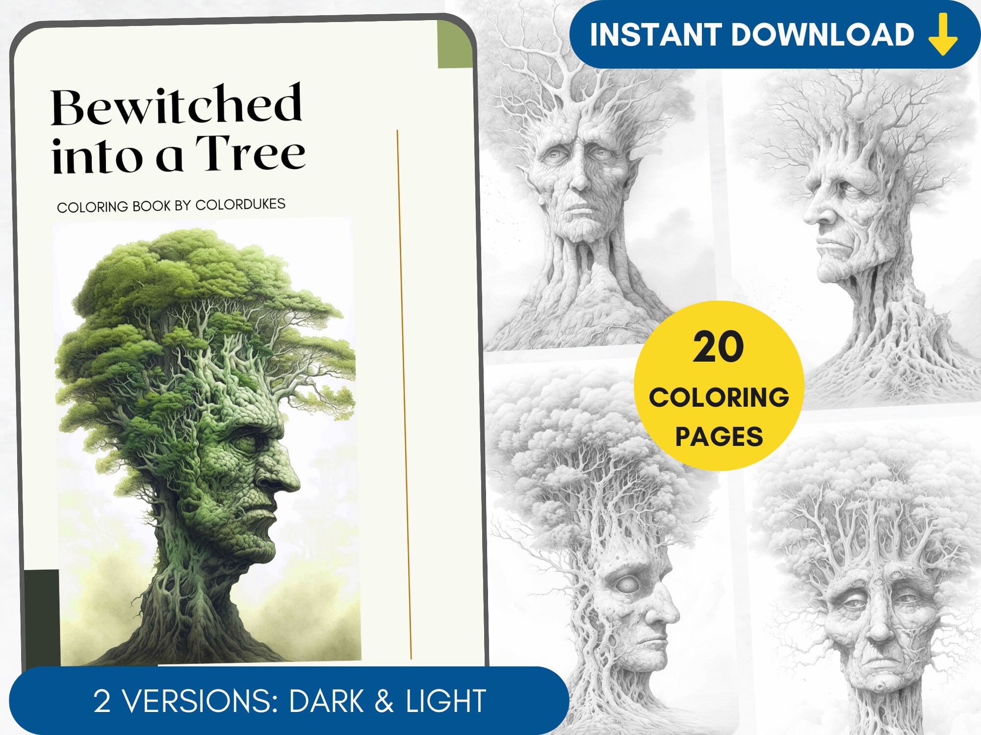 20 Coloring Pages Man Bewitched Into a Tree Coloring Book for - Etsy