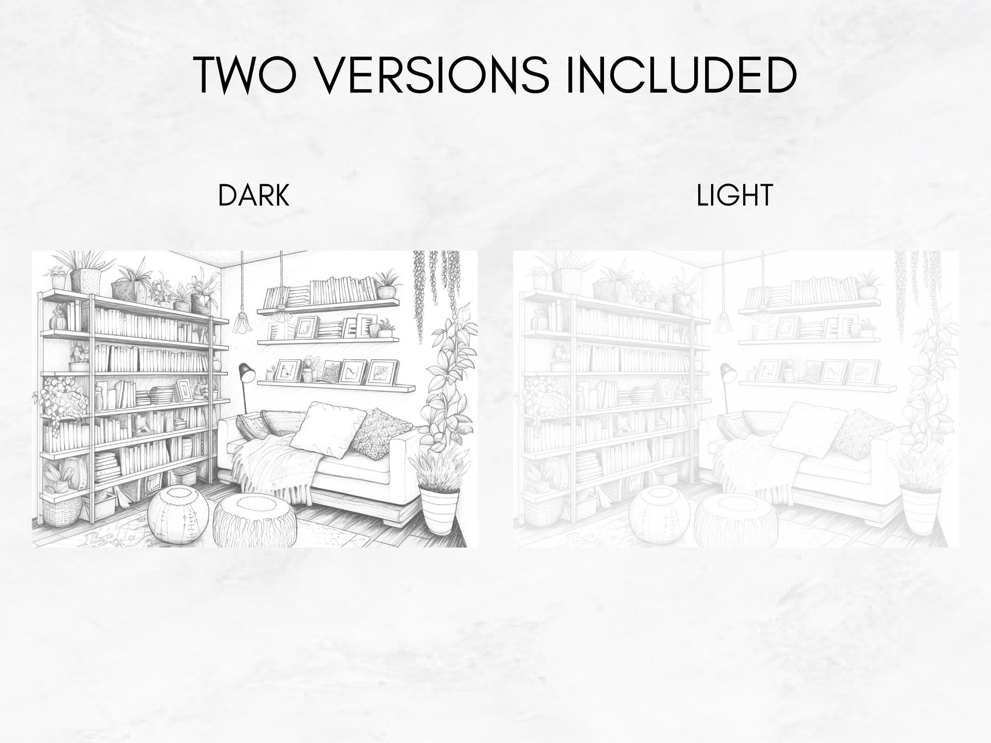 26 Coloring Pages, Bohemian Reading Nooks Grayscale Adult Coloring Book ...