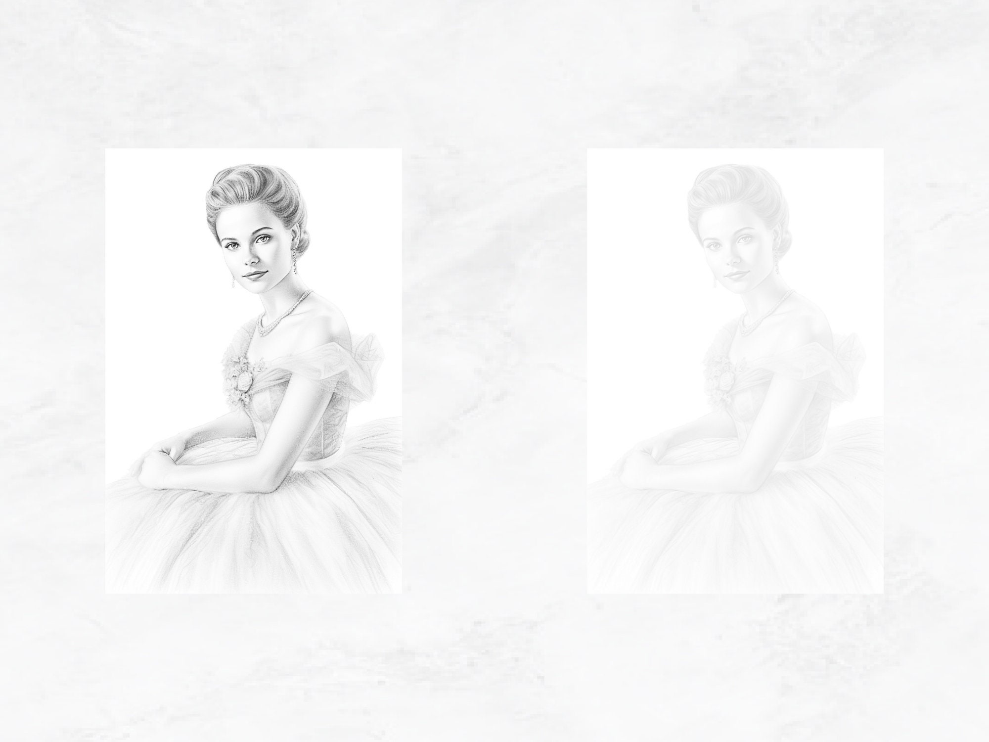 3 Southern Belle Coloring Pages for Adults Grayscale Coloring - Etsy