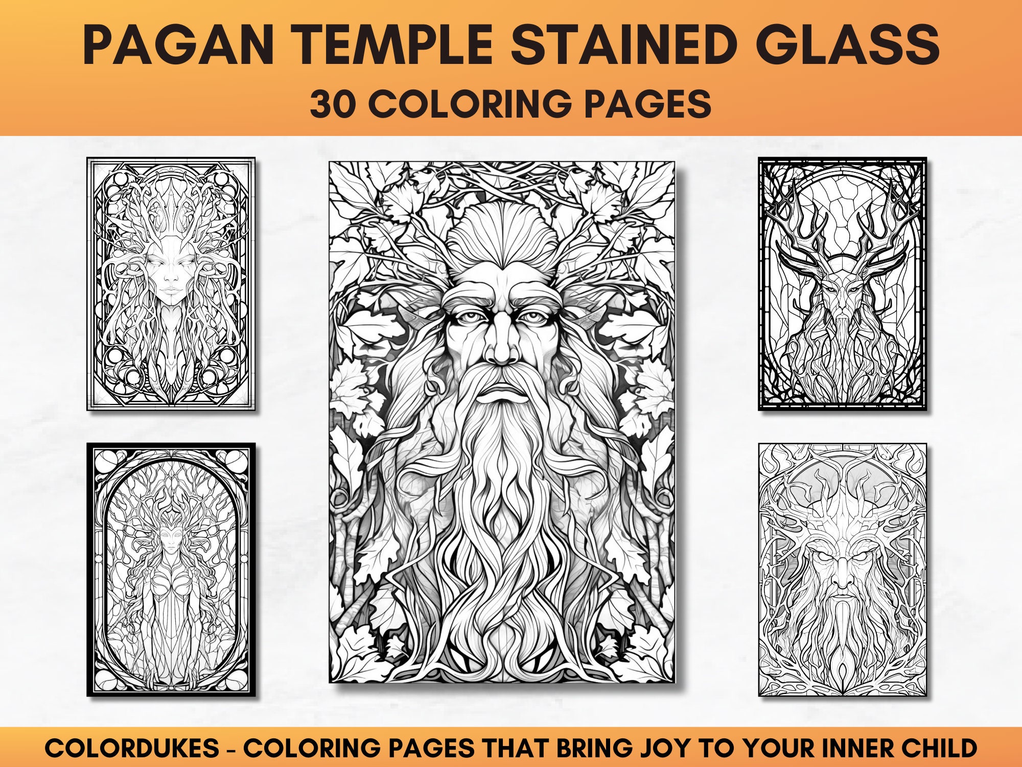 30 Pagan Coloring Pages Stained Glass, Forest Gods and Demons Coloring ...