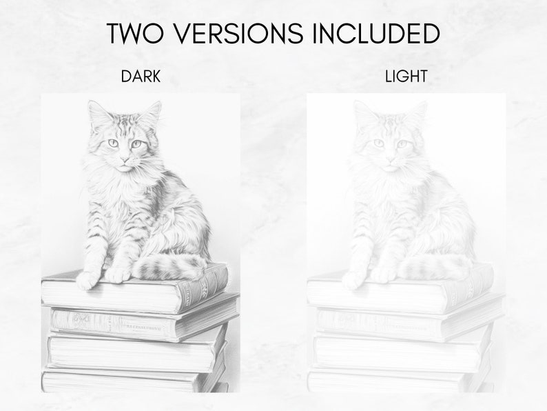 15 Coloring Pages, Cats in Libraries Coloring Book, Grayscale Coloring ...