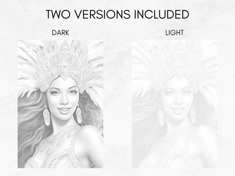 20 Coloring Pages Samba Dancers Grayscale Adult Coloring Book - Etsy