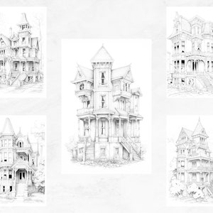 30 Coloring Pages Abandoned Houses Coloring Book for Adults, Ruined ...