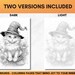 18 Witchy Cat Coloring Pages in Grayscale, Halloween Coloring Book for ...