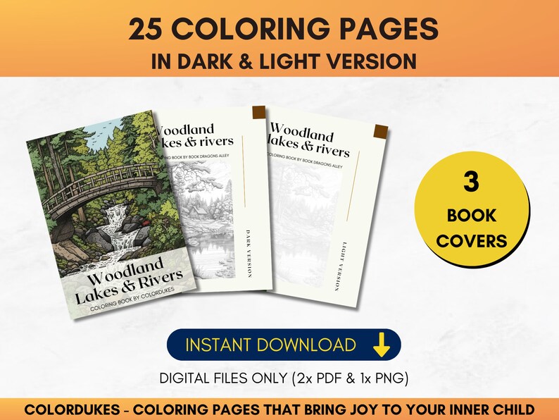 25 Adult Coloring Pages, Woodland Lakes and Rivers Coloring Book ...