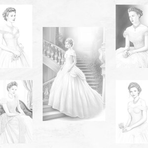 23 Southern Belle Coloring Pages, Princess Dresses Grayscale Adult ...