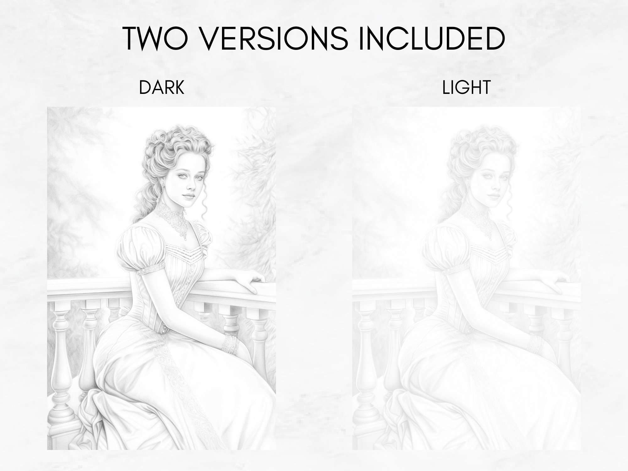 23 Southern Belle Coloring Pages, Princess Dresses Grayscale Adult ...