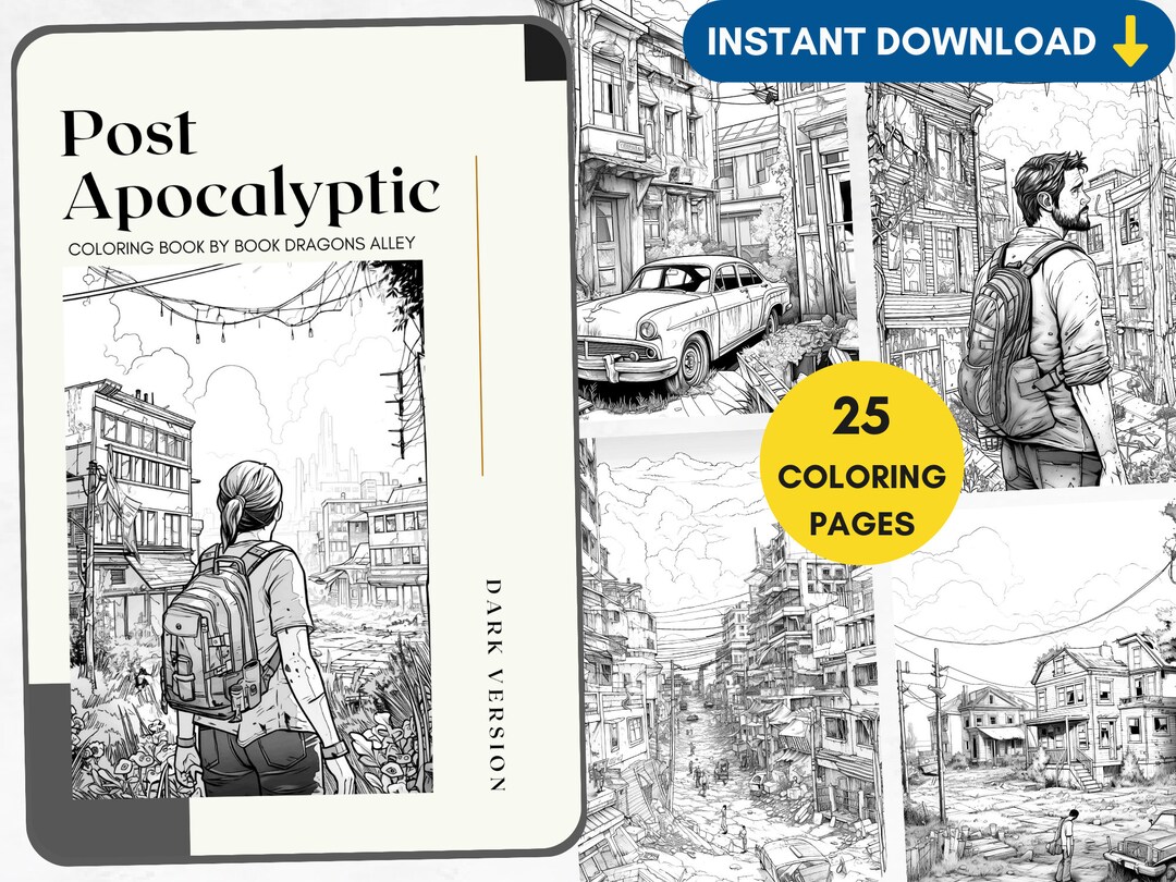 25 Coloring Pages Post-apocalyptic Adult Coloring Book - Etsy