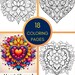 Mandala Hearts Coloring Pages, Valentines Day Adult Coloring Book, Love ...