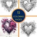 Gothic Hearts Coloring Pages, Valentines Day Adult Coloring Book, Love ...