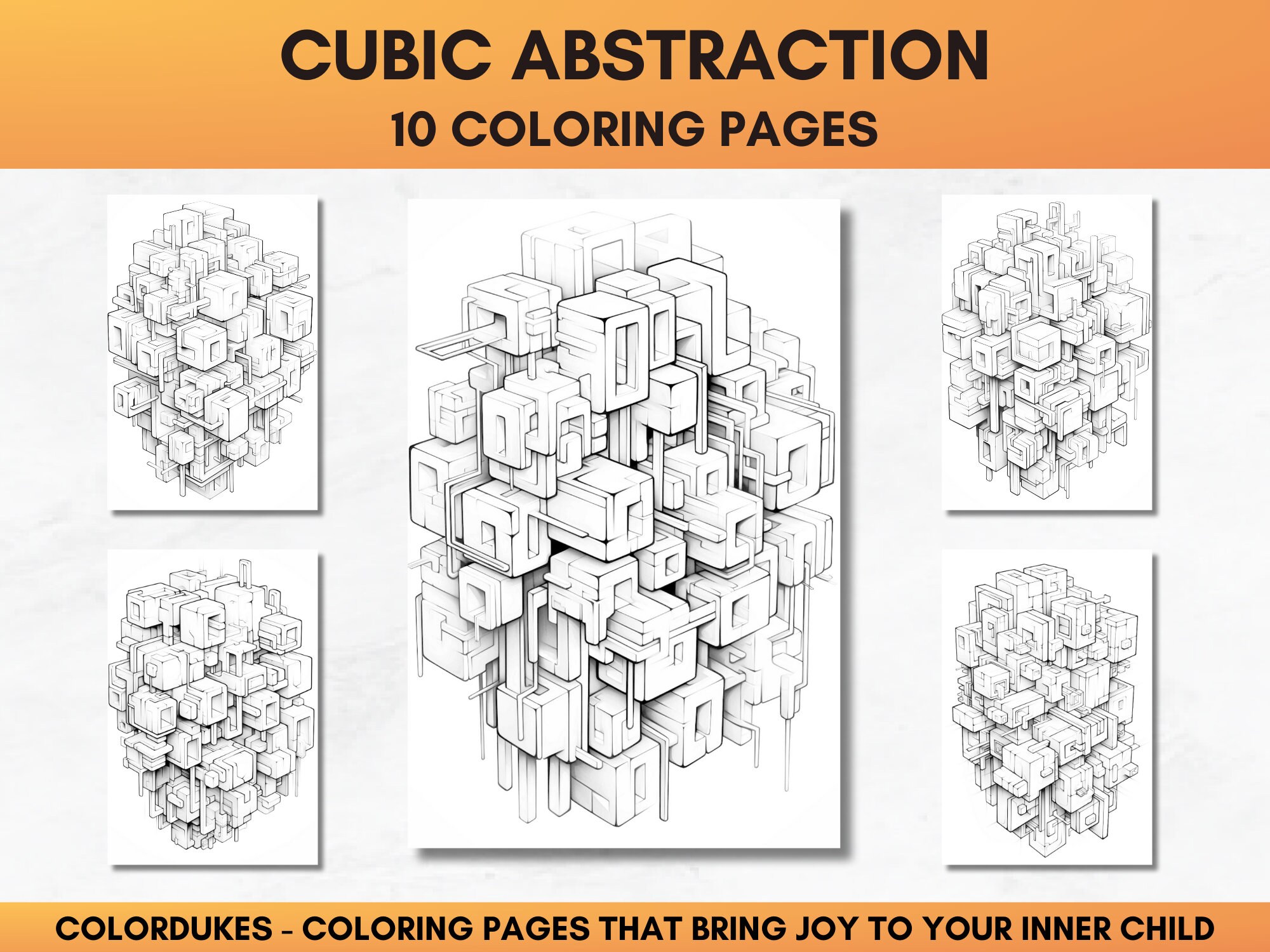 10 Abstraction Coloring Pages for Adults Abstract Composition - Etsy