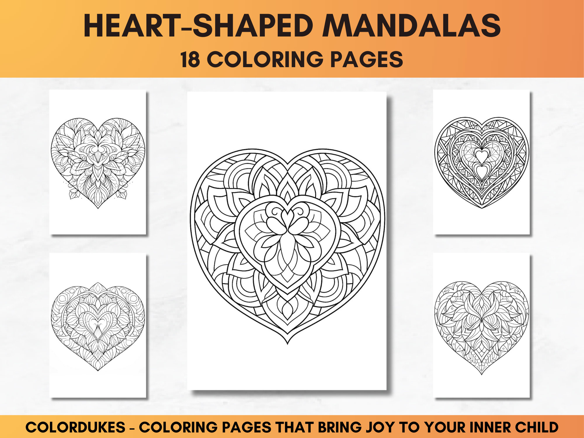 Mandala Hearts Coloring Pages, Valentines Day Adult Coloring Book, Love ...