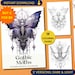 19 Gothic Moths Coloring Pages Grayscale, Halloween Coloring Book for ...