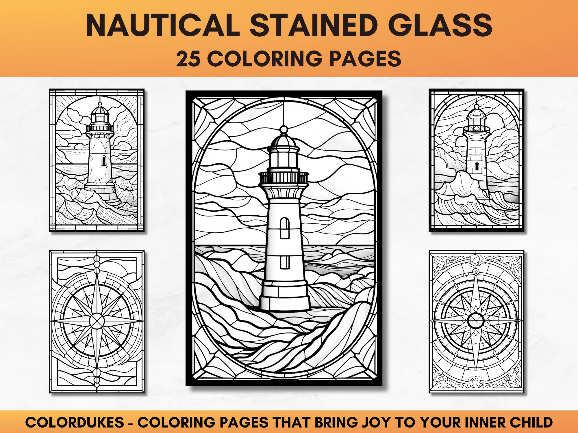 25 Nautical Coloring Pages Stained Glass Ocean and Sea - Etsy