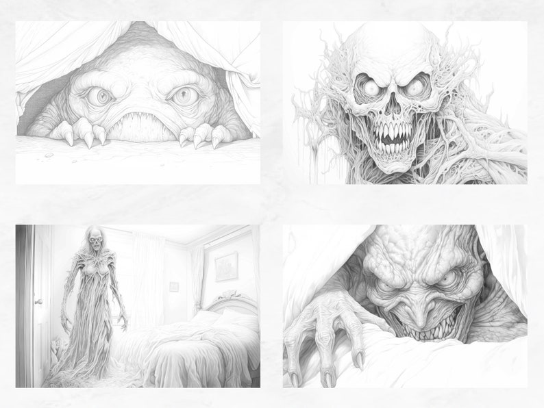 10 Coloring Pages Real Nightmare Coloring Book for Adults Grayscale ...
