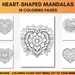Mandala Hearts Coloring Pages, Valentines Day Adult Coloring Book, Love ...