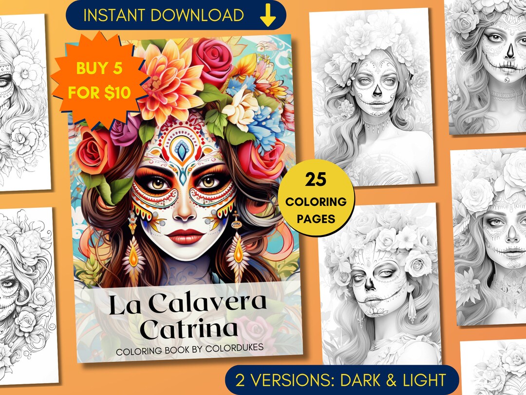 25 Calavera Catrina Coloring Pages, Dia De Los Muertos Coloring Book ...