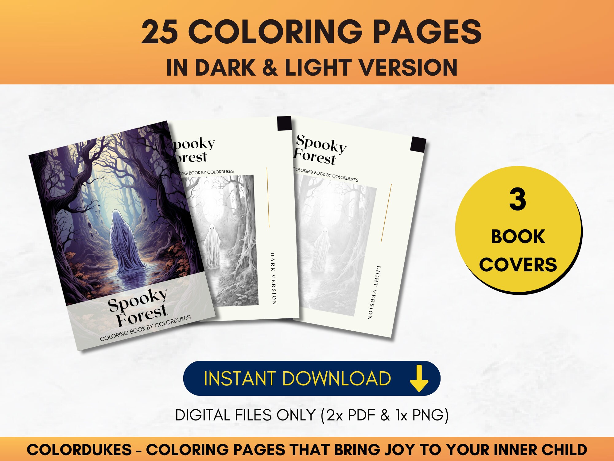 25 Spooky Forest Coloring Pages in Grayscale, Halloween Coloring Book ...