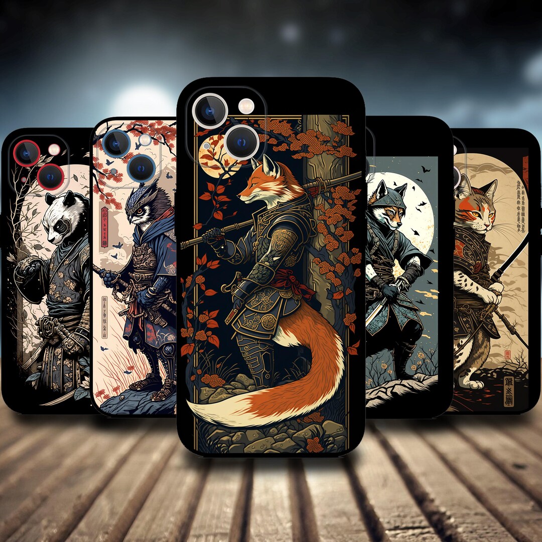 Japanese Ukiyo-e Samurai Warrior Phone Case for iPhone 16/15/14/13/12 ...